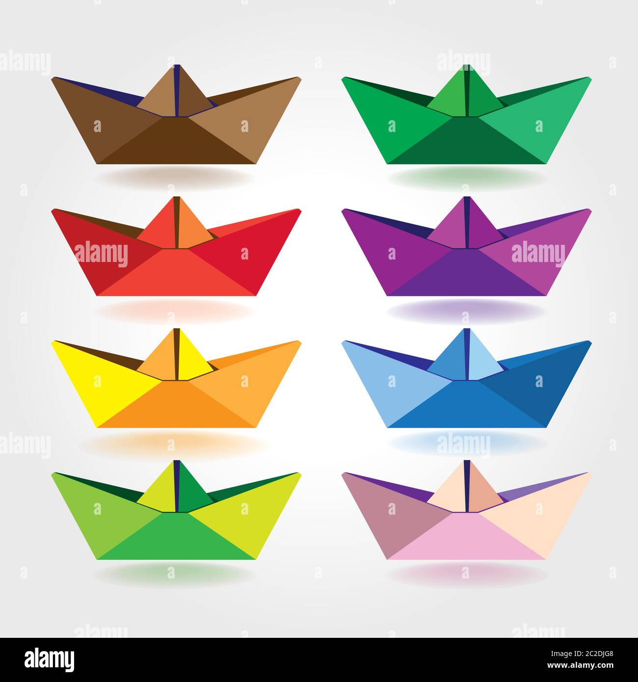 set of stylized colored paper boats. can be used in a variety of tasks ...