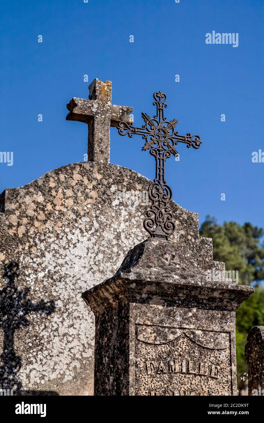 historical crypt on a cemetery in Provence village, south of France ...