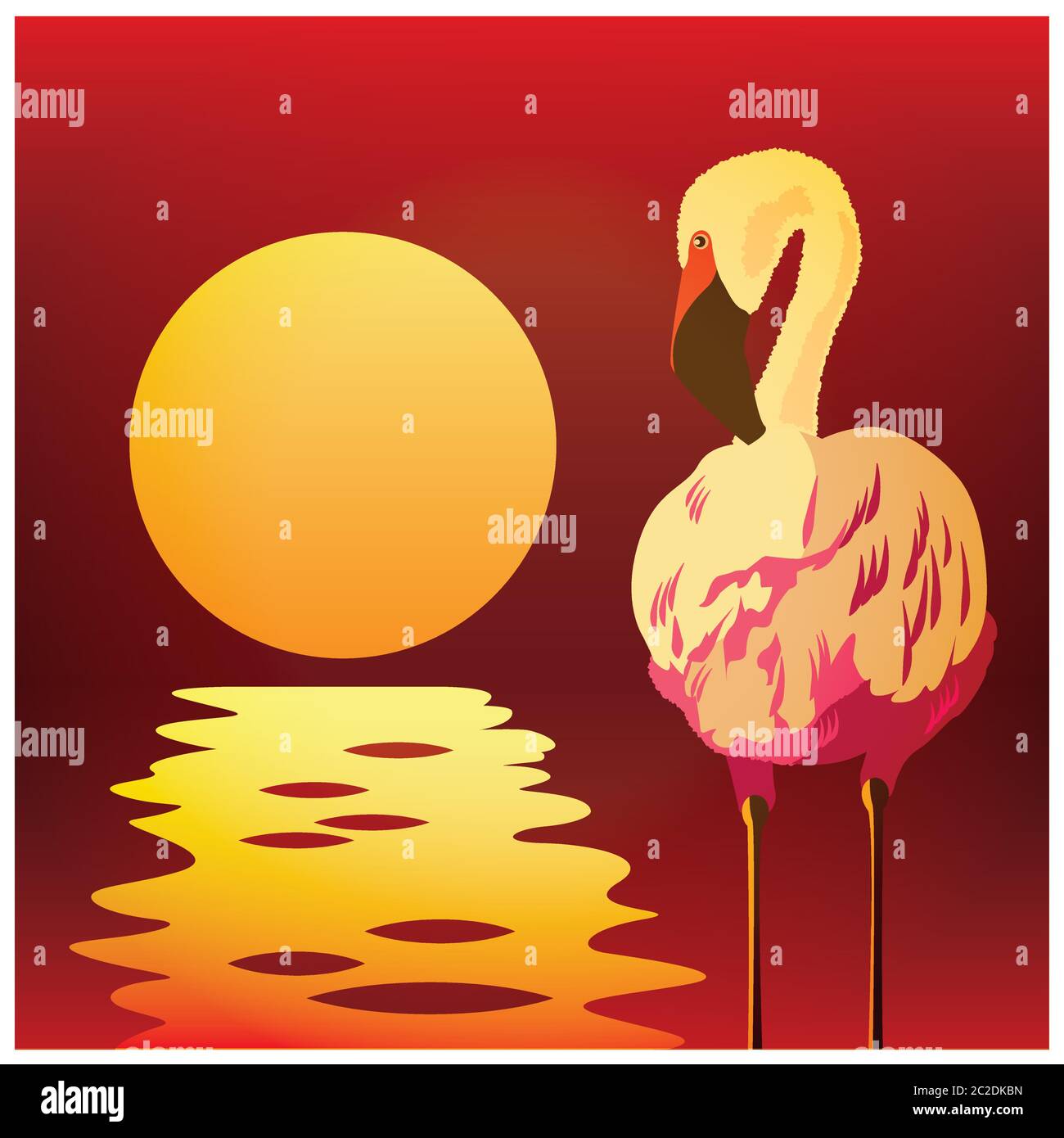Flamingo at sunset Stock Vector Images - Alamy