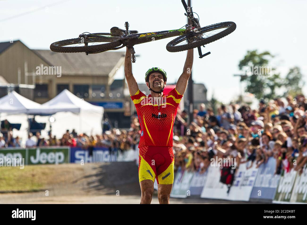 MONT ST ANNE, CANADA - SEPTEMBER 4, 2010. Jose Hermida winning the UCI ...