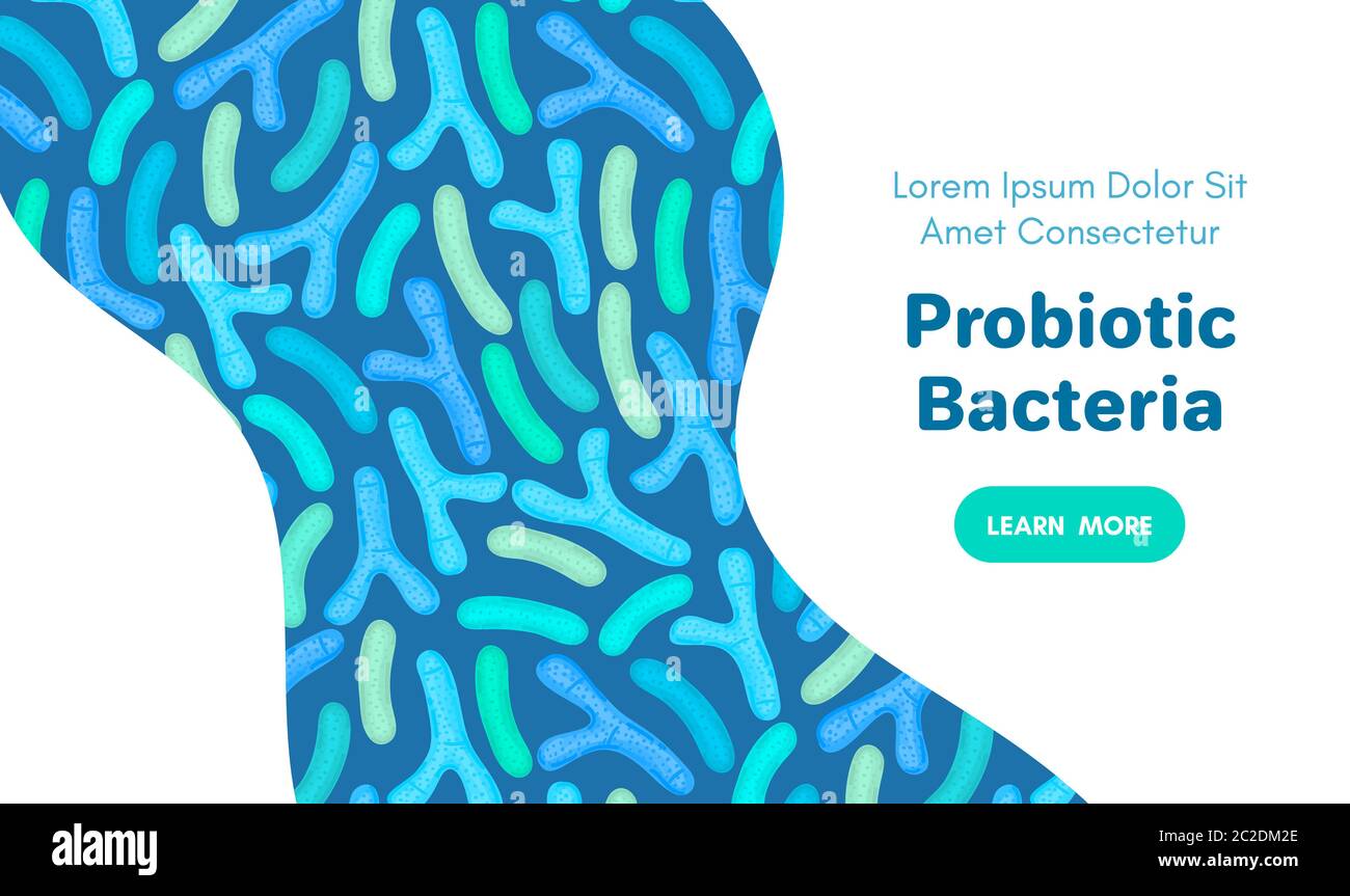 Vector background with probiotics. Bifidobacterium, lactobacillus ...
