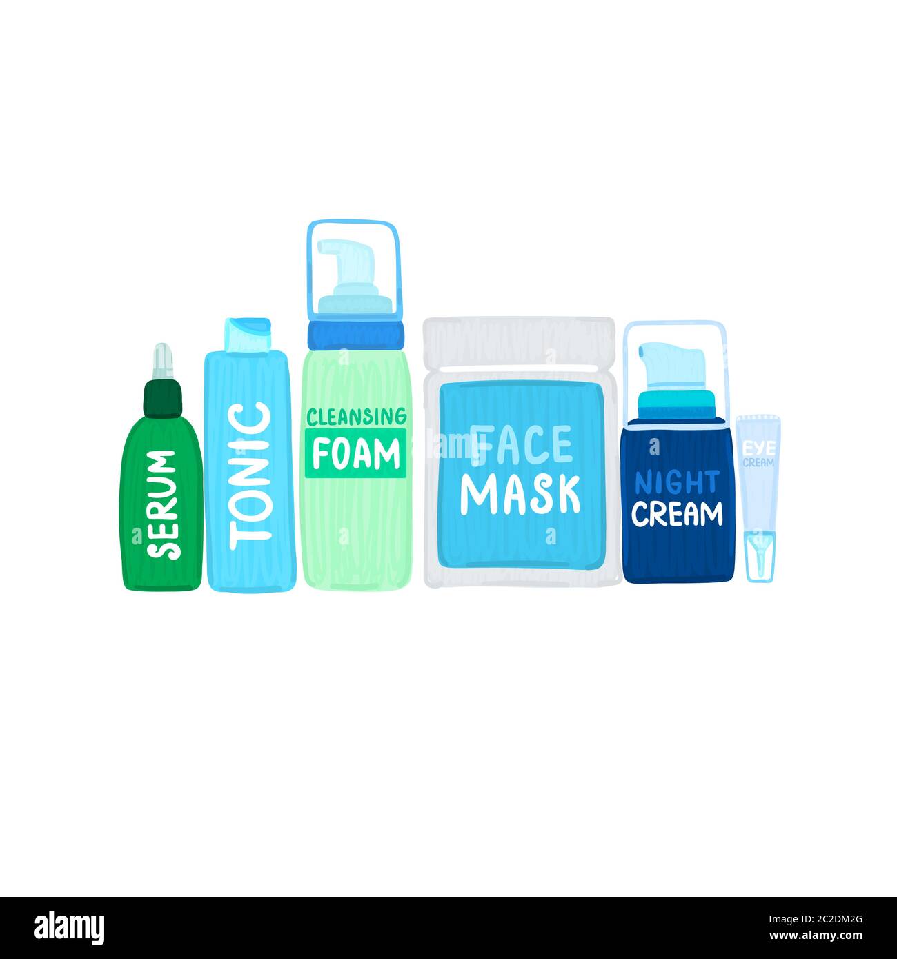 Organic or natural cosmetics. Many jars and bottles with various ...