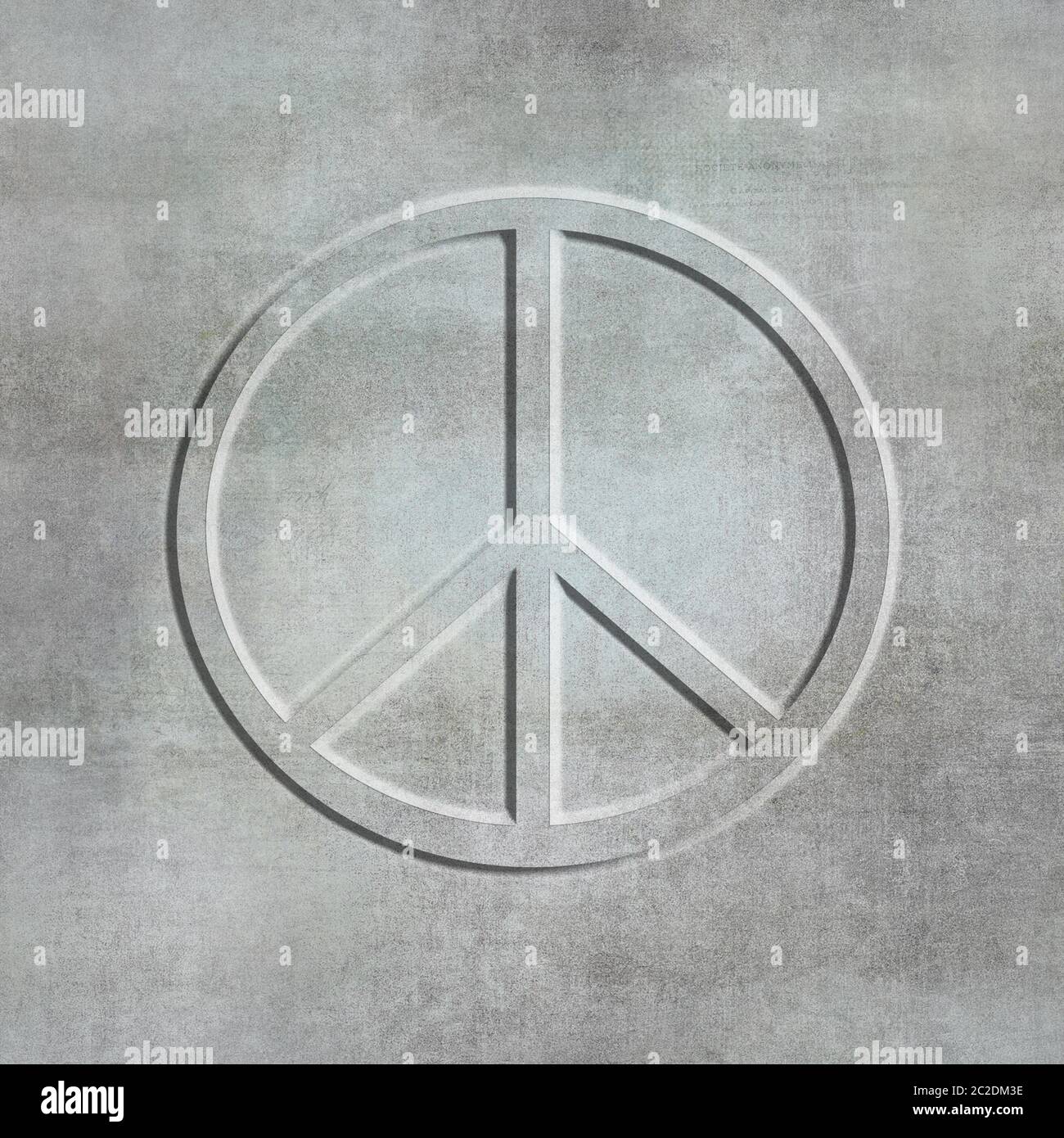 digital created embossed style international peace symbol in a concrete ...