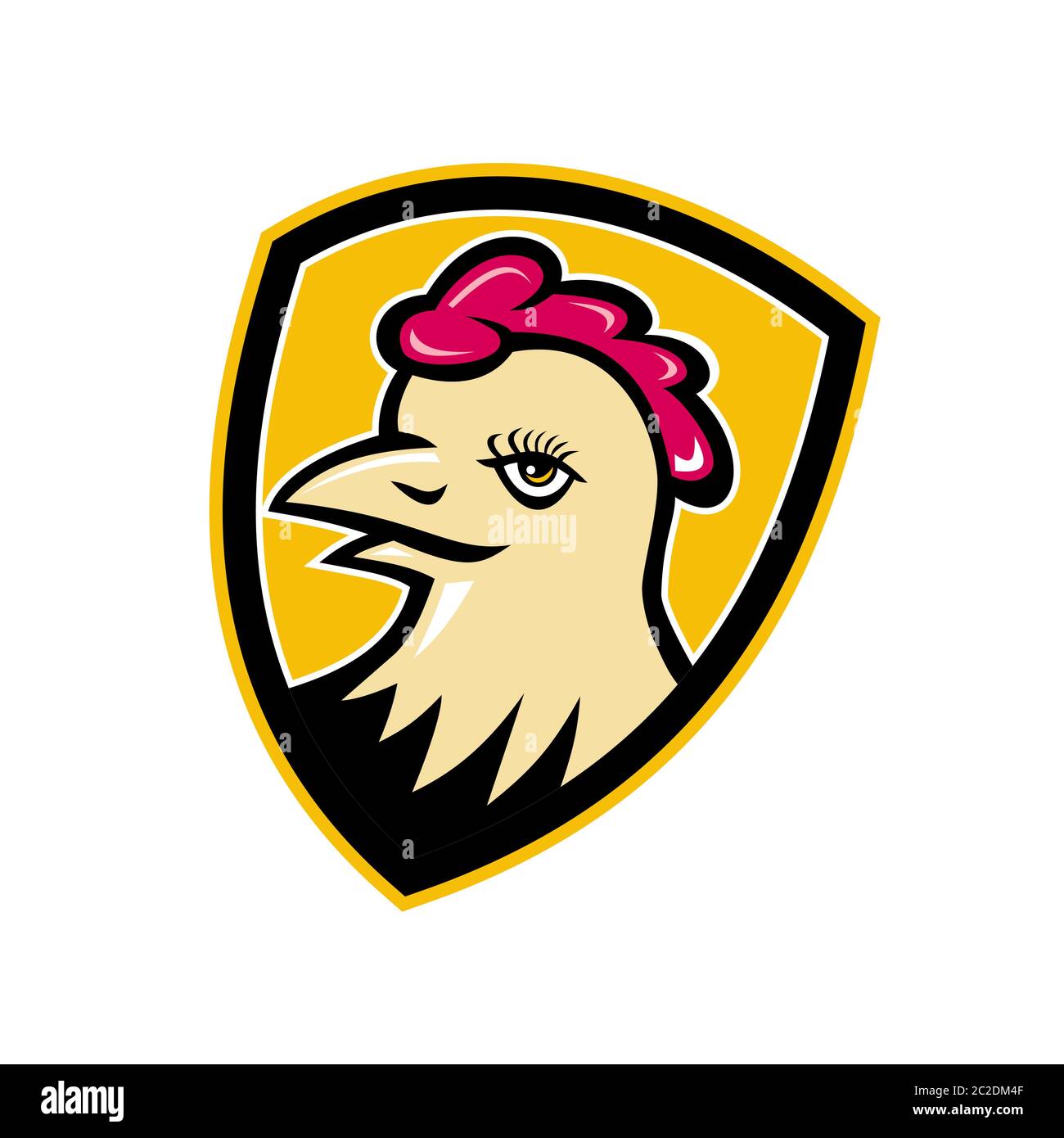 Mascot icon illustration of head of a hen or chicken viewed from side ...