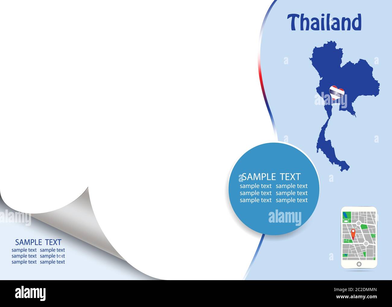 Travel Thailand template vector in blue color showing the blind Thai ...