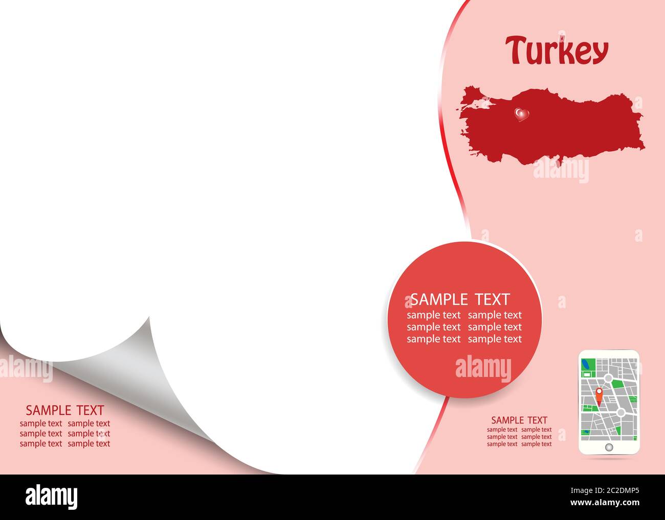 Travel Turkey template vector in red and white color showing the blind ...