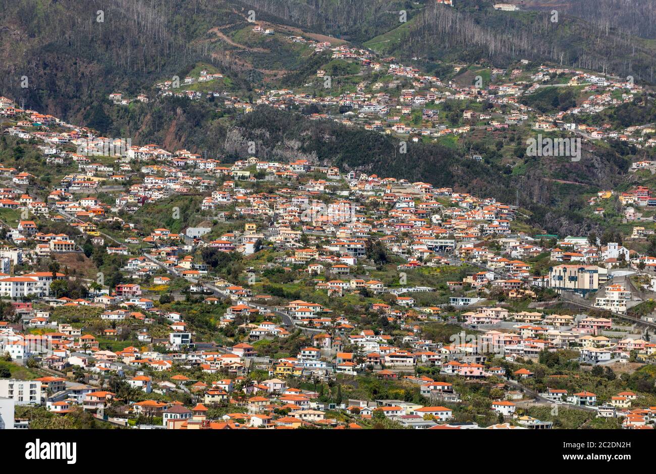 Typical terrace architecture on the steep slopes of Funchal on the ...