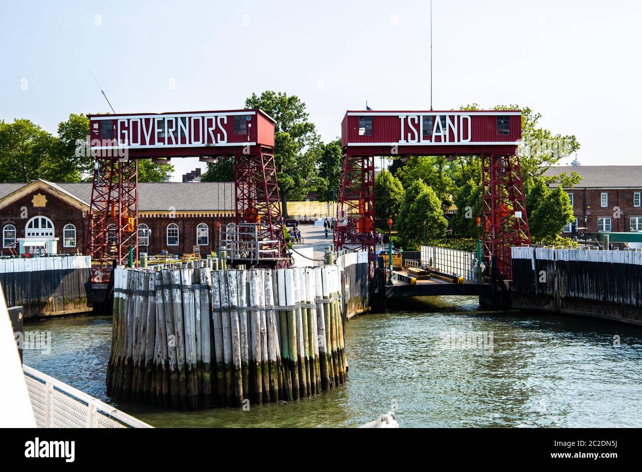 New York City / USA - JUL 14 2018: Governors Island entrance view from ...