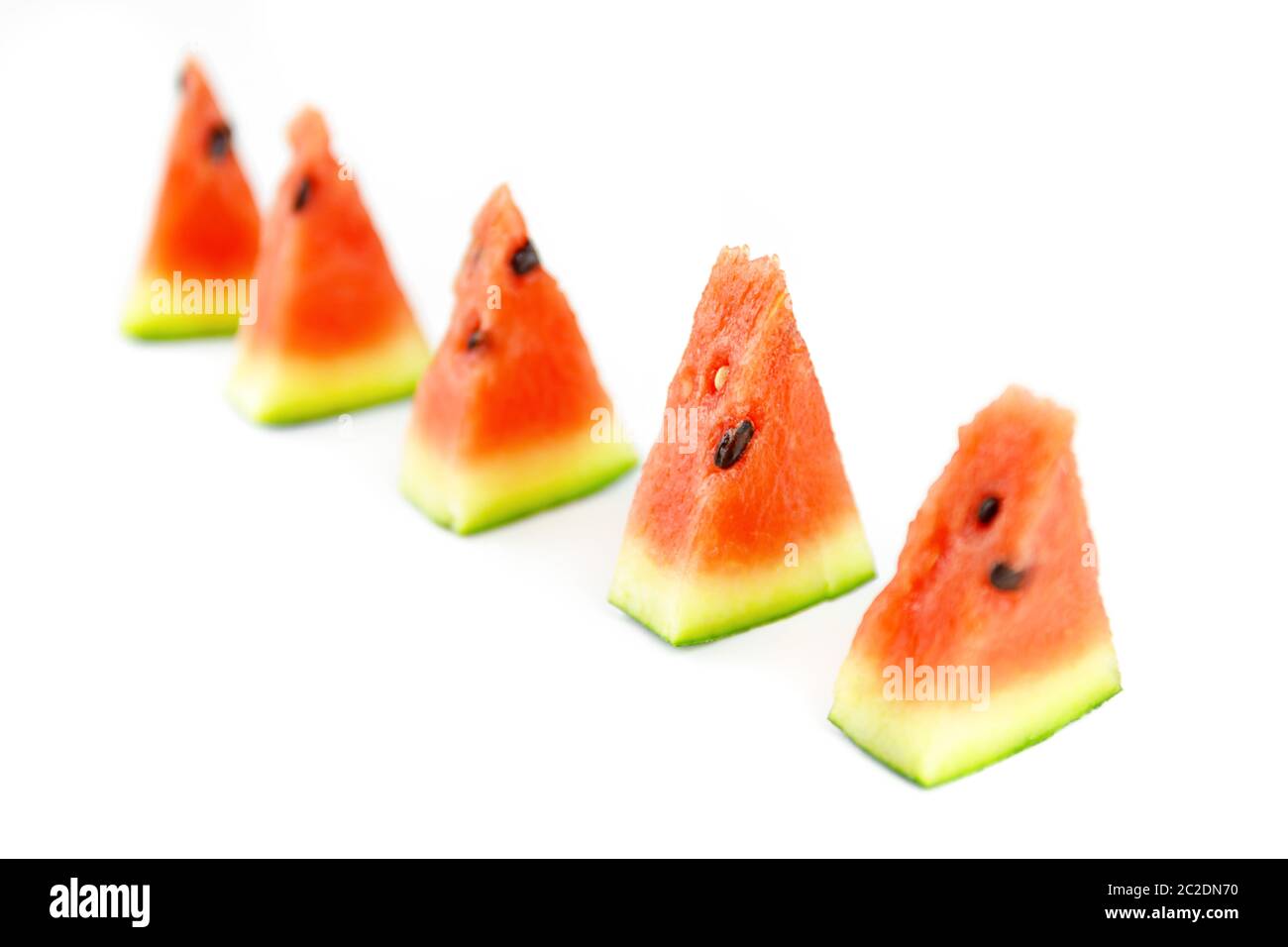 Five slices of a red watermelon isolated on white background. Organic ...
