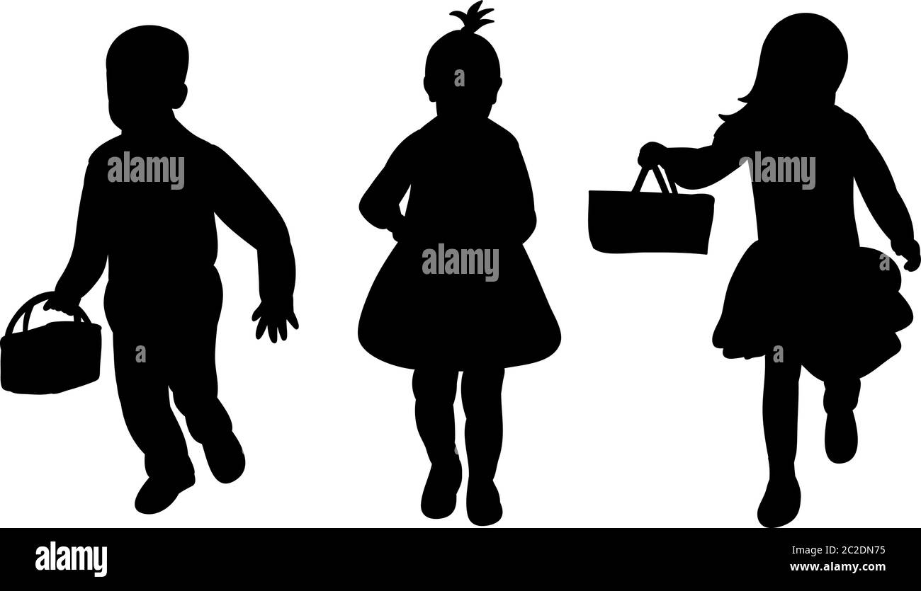 faceless silhouette of a child with a basket, set Stock Vector Image ...
