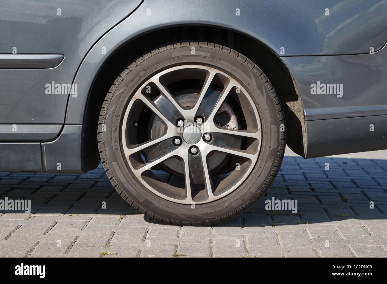 Wheel of modern car rear Stock Photo - Alamy