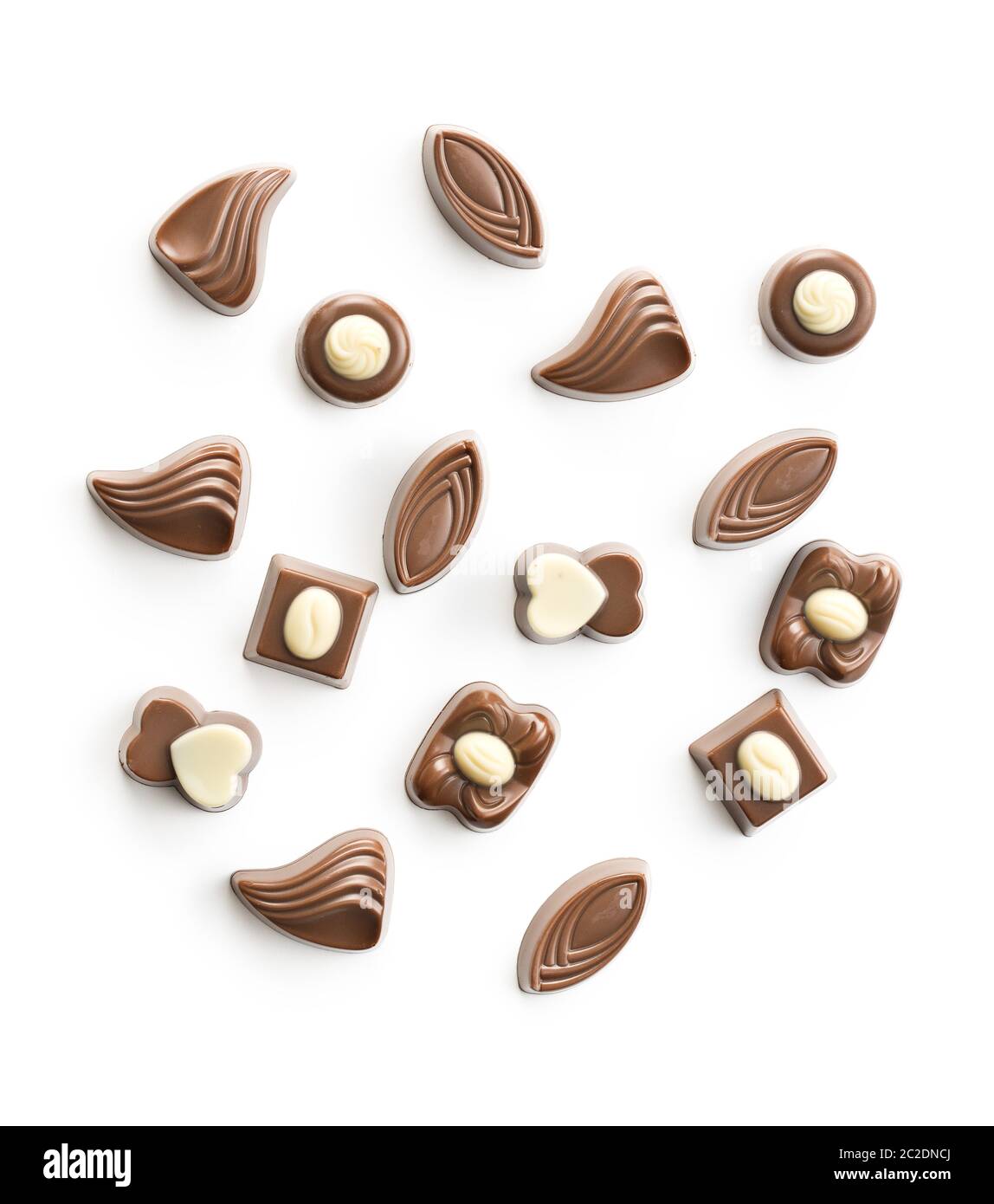 Various chocolate pralines isolated on white background Stock Photo - Alamy