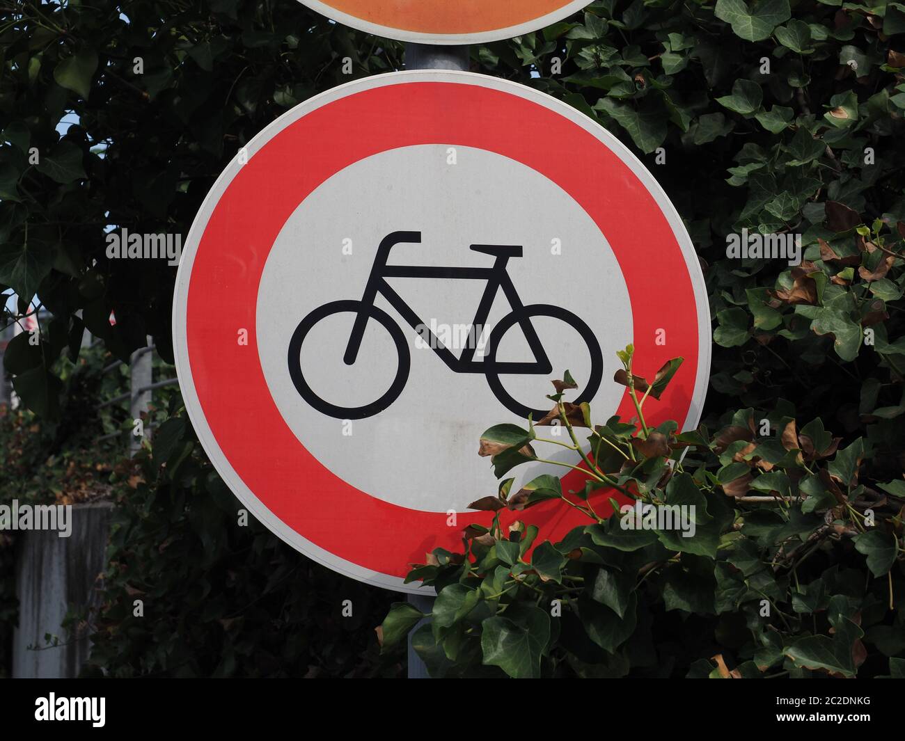 no entry sign for bicycles on a motorway Stock Photo - Alamy