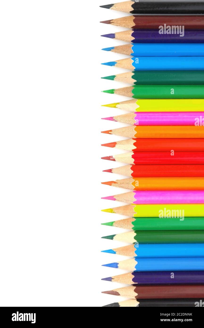 Set color pencils over white Stock Photo - Alamy