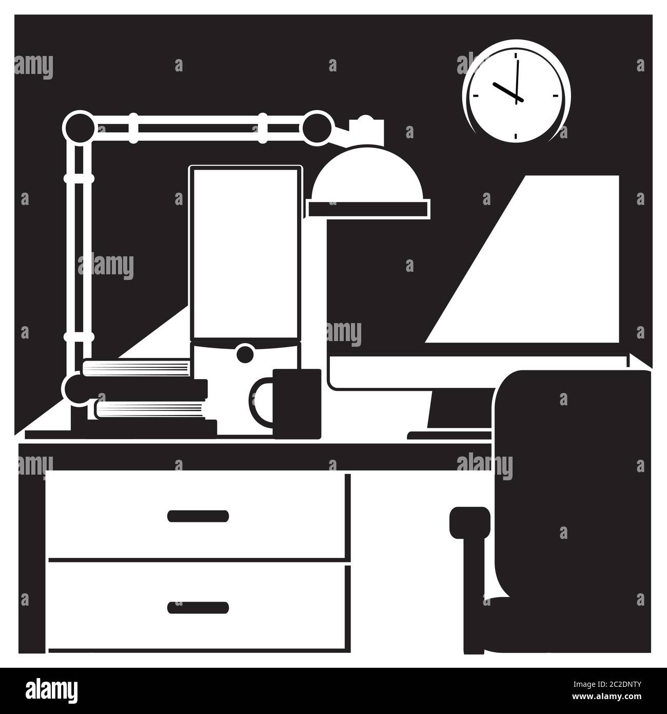 vector illustration. composition on the theme of the workplace. desktop ...