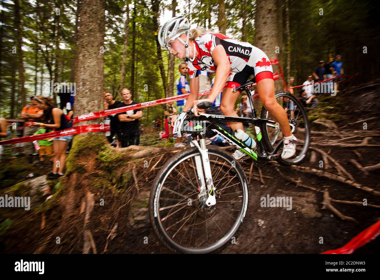 CHAMPERY, SWITZERLAND - SEPTEMBER 3, 2011. Emily Batty (CAN) racing for ...