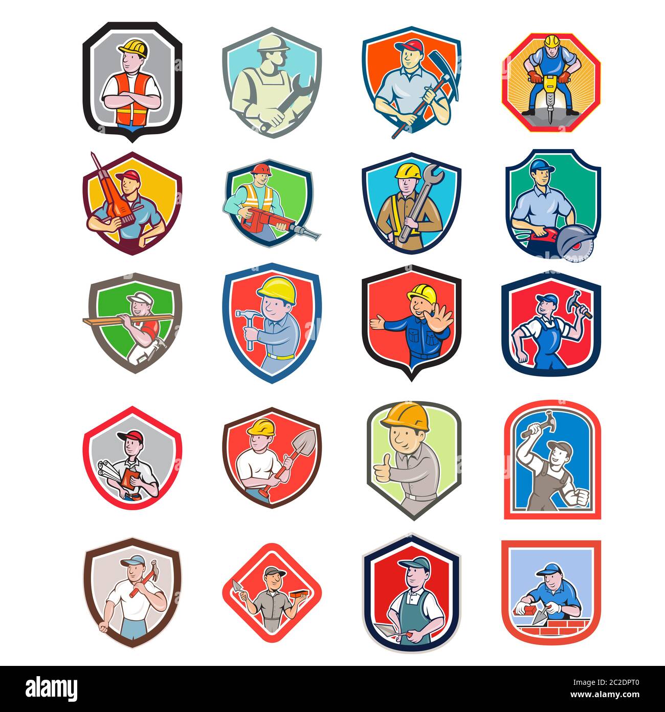 Set or Collection of cartoon character icon style illustration of ...