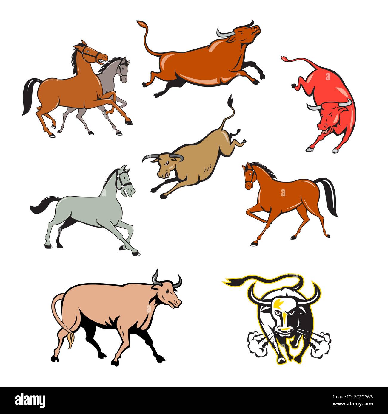 Texas Longhorn Cartoon Cattle
