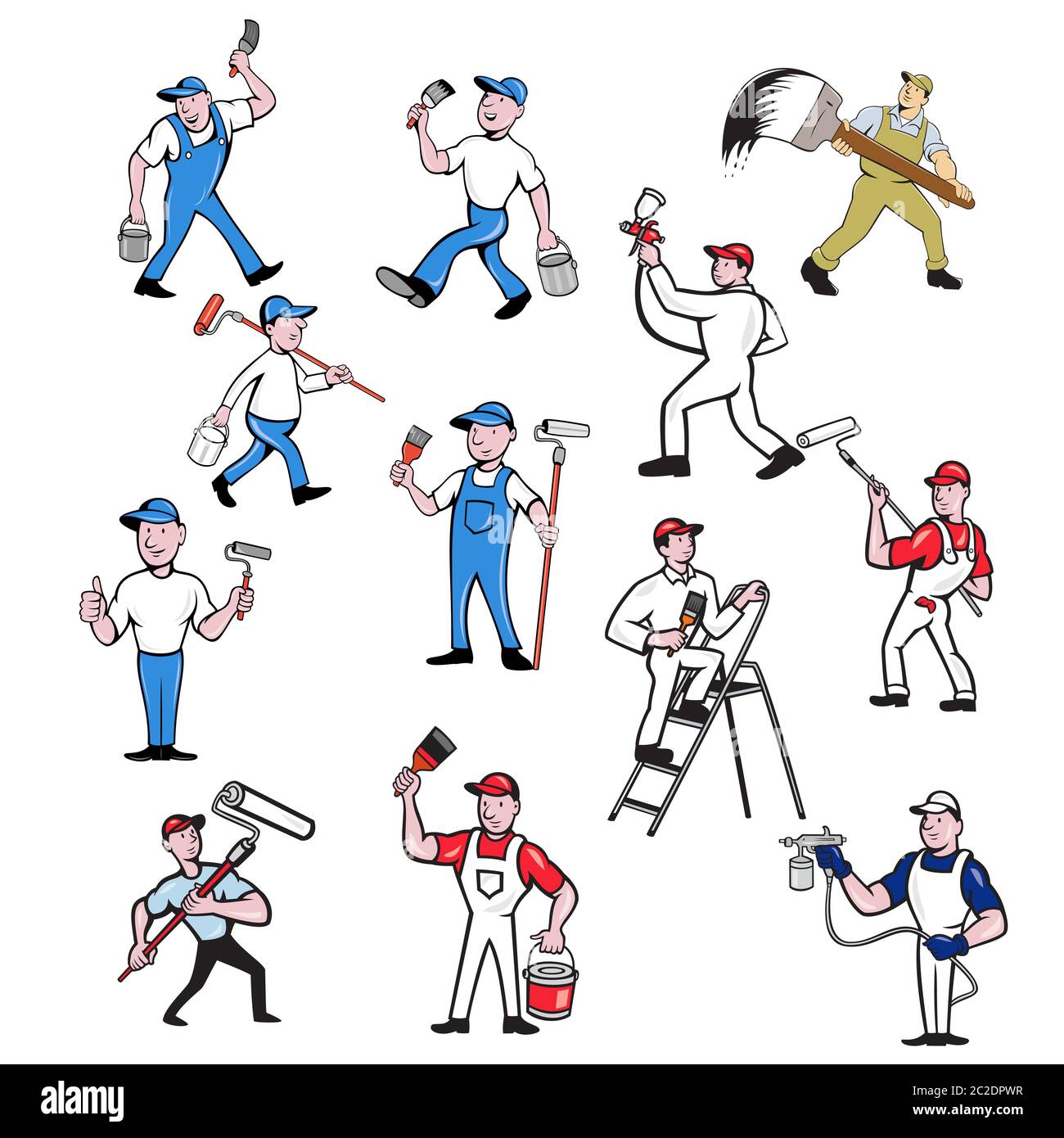 Set or collection of cartoon character mascot style illustration of ...