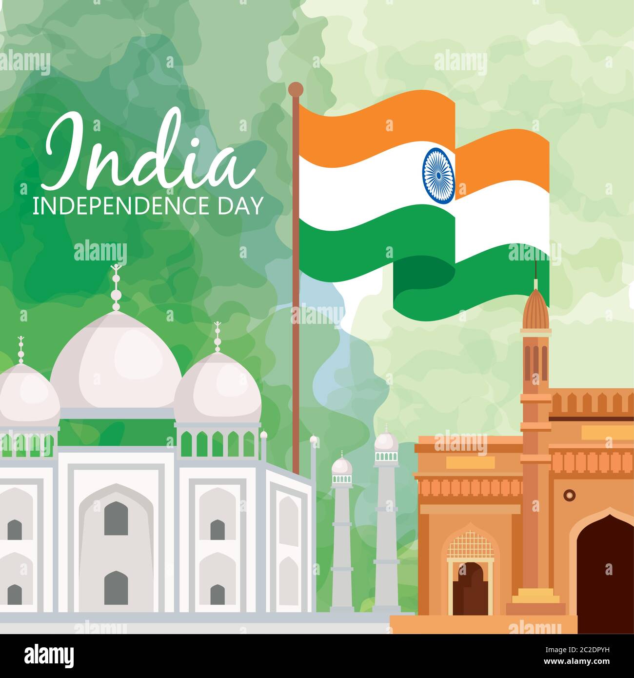 famous monuments of india in background for happy independence day ...