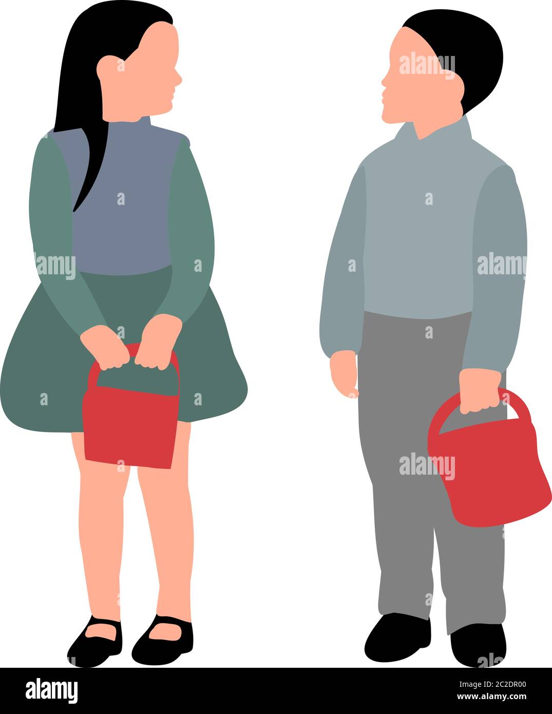 vector, on a white background, a faceless child with a basket Stock ...