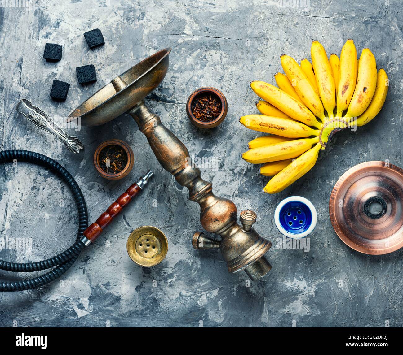 Tobacco shisha with banana flavor.Nargile with banana.Fruit exotic ...