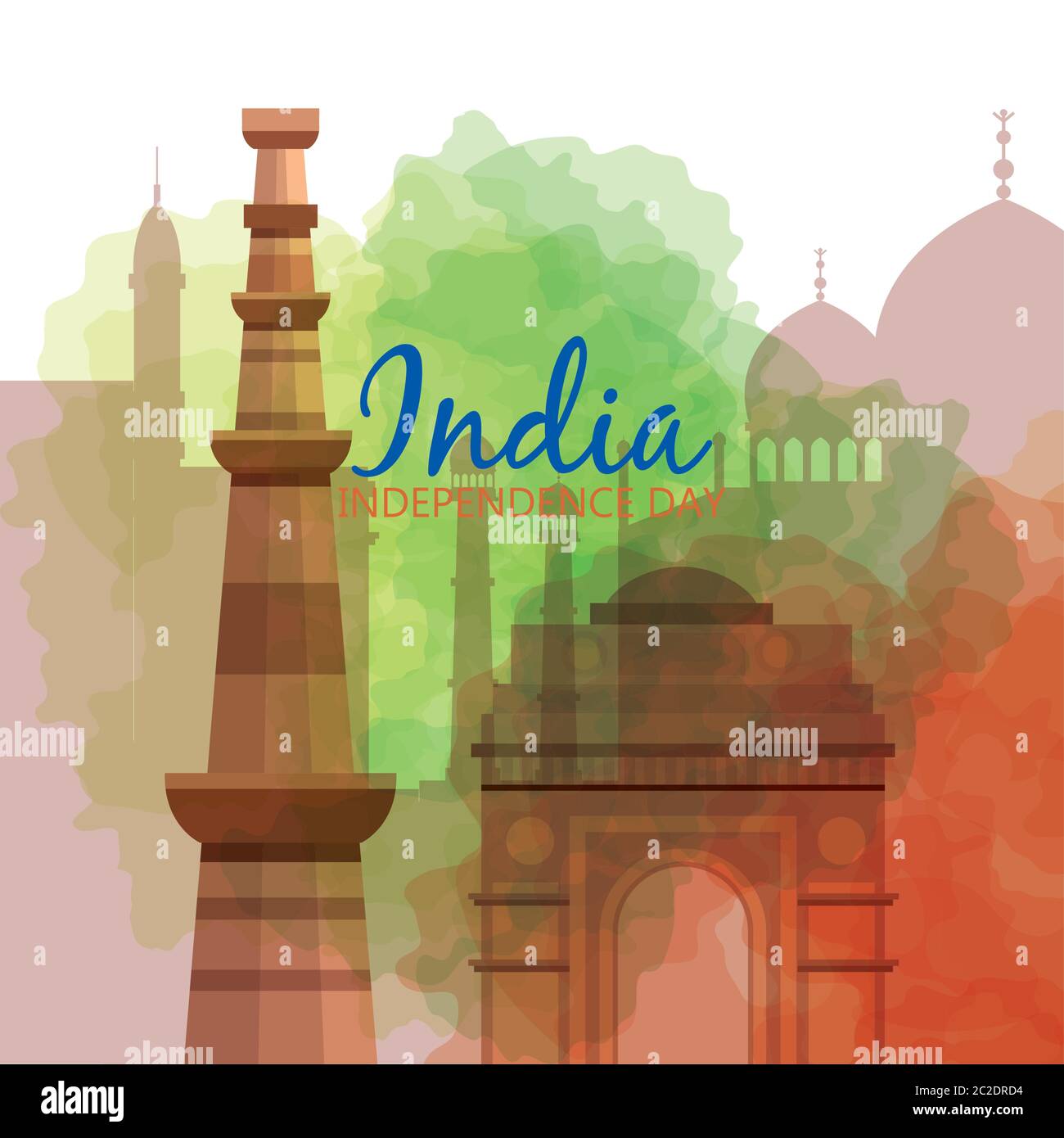 famous monuments of india in background for happy independence day ...