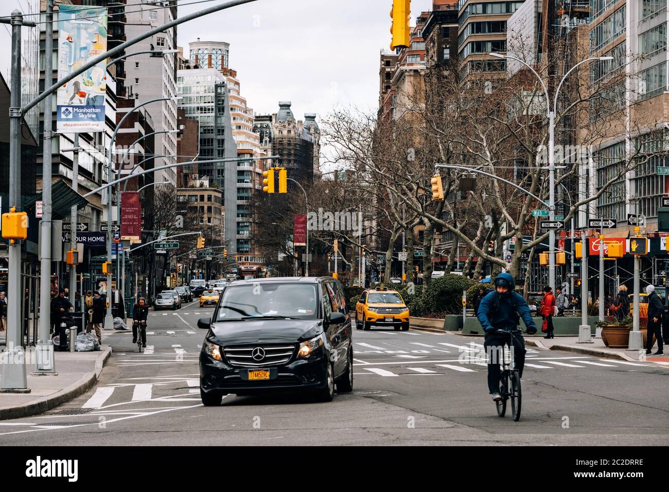 Street view of skyscrapers and old buildings around Broadway Upper West ...