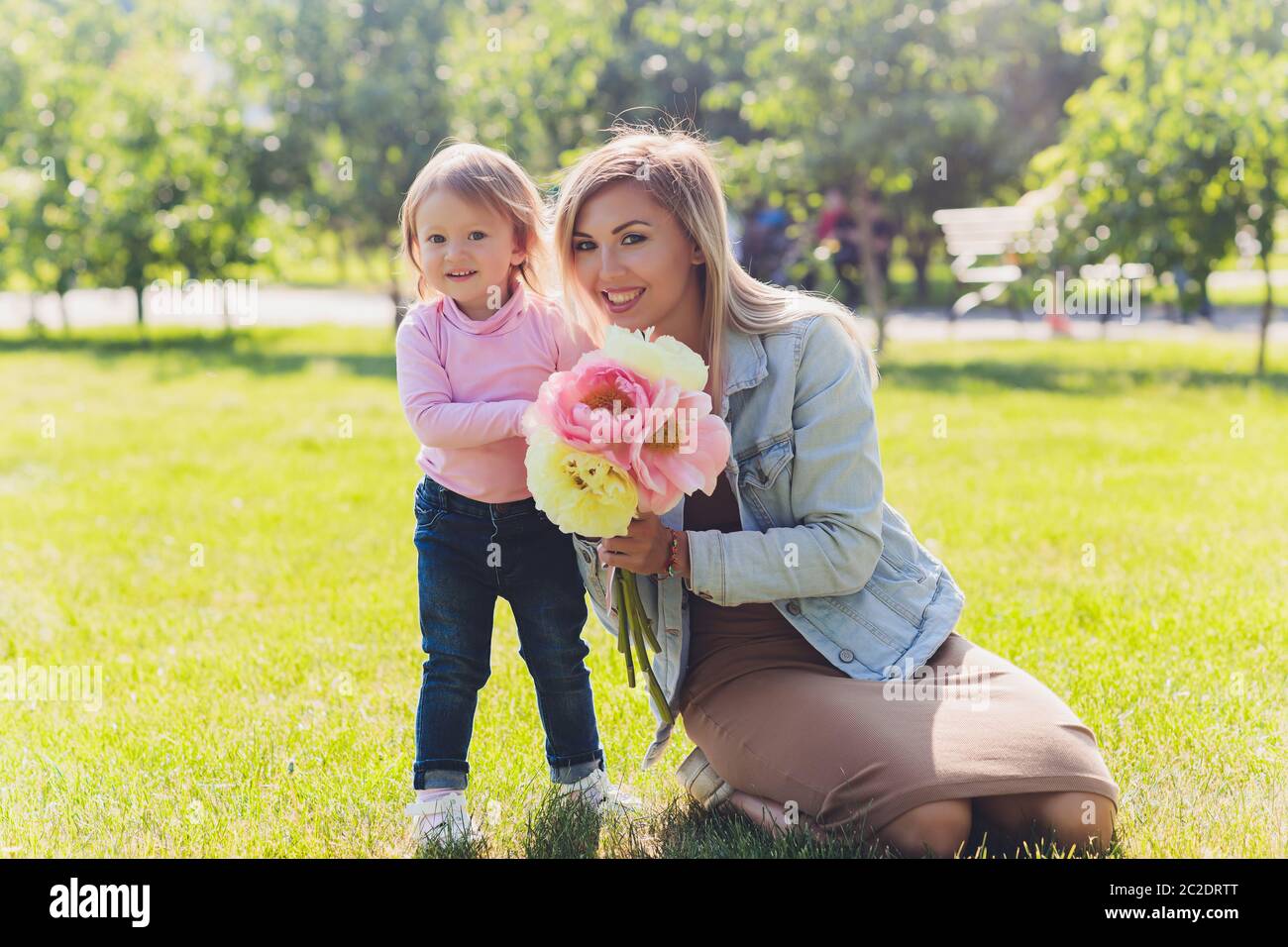 Happy mother's day Daughter is congratulating mom and giving her ...