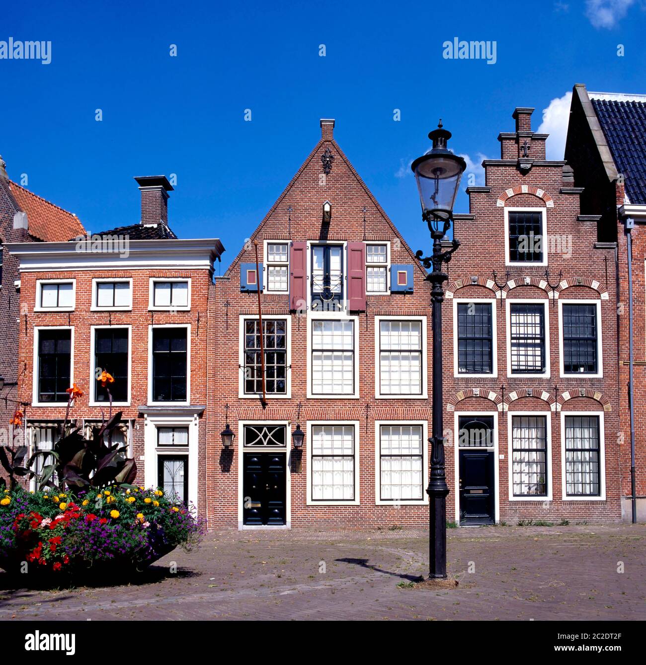 Groningen,Holland-July 12,2019:Typical Dutch houses with step gables in ...