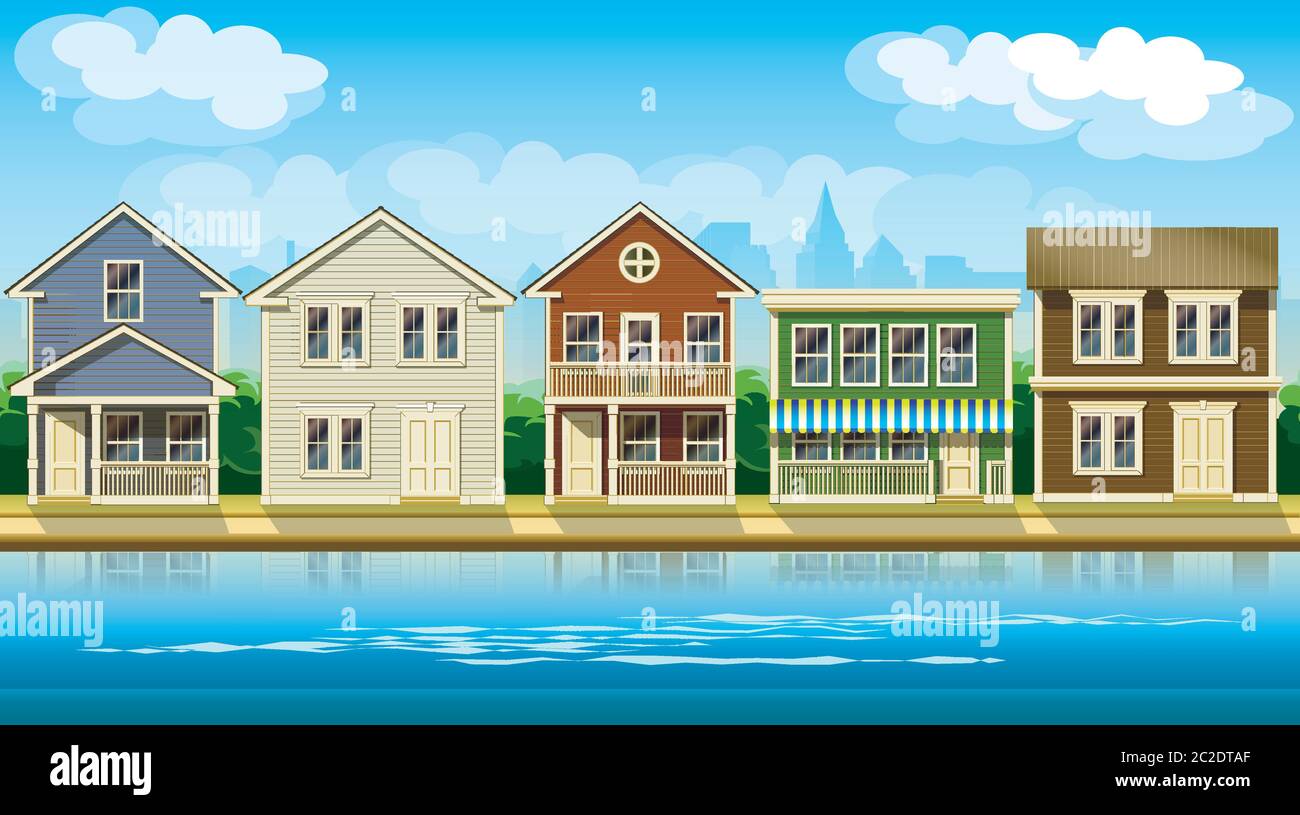 American suburban street scene Stock Vector Images - Alamy