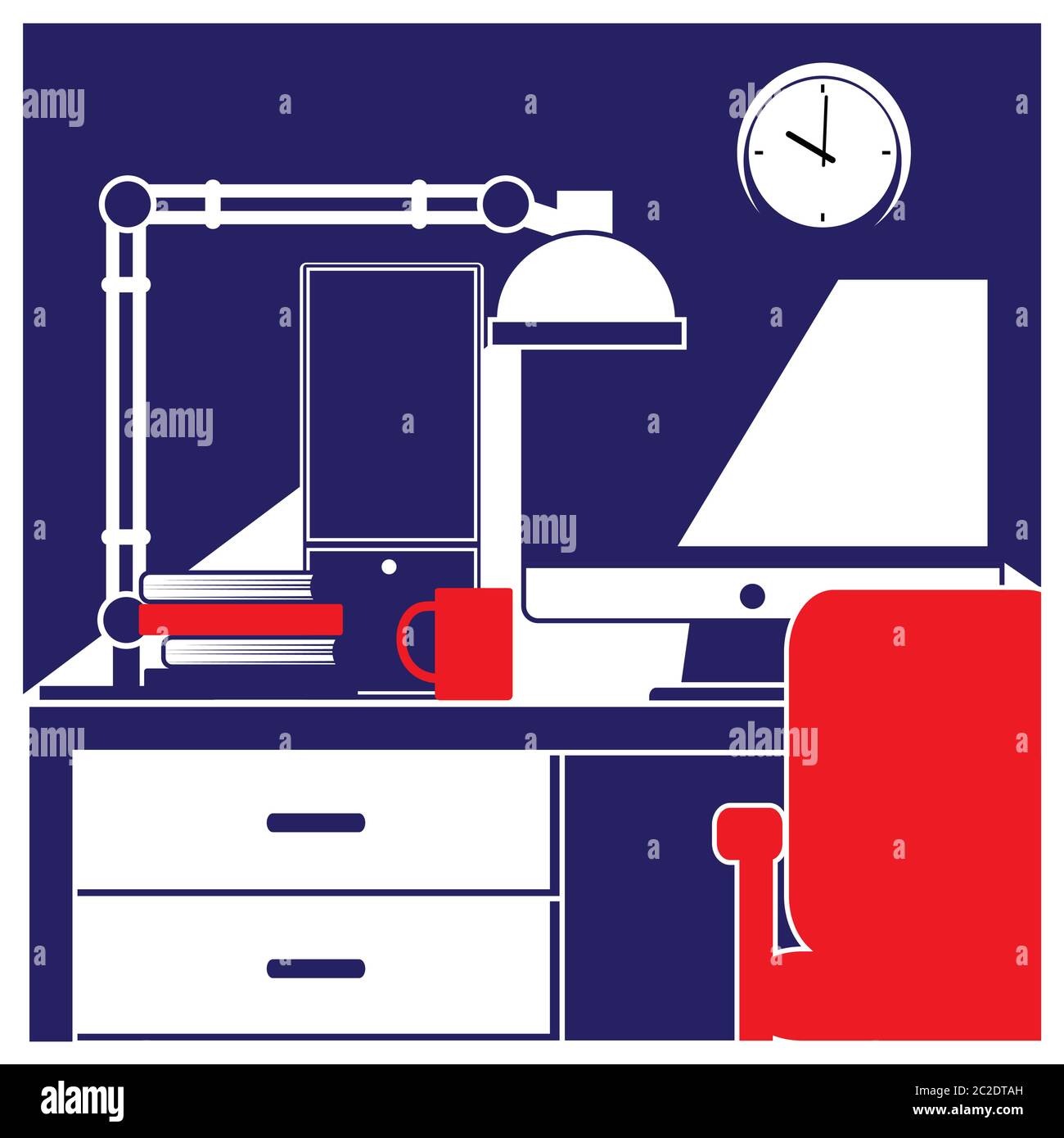 vector illustration. composition on the theme of the workplace. desktop ...