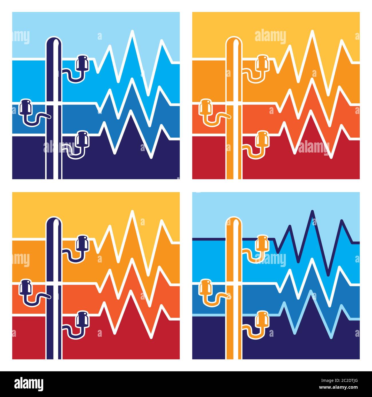 Stylized vector illustration on the theme of the high-voltage power ...