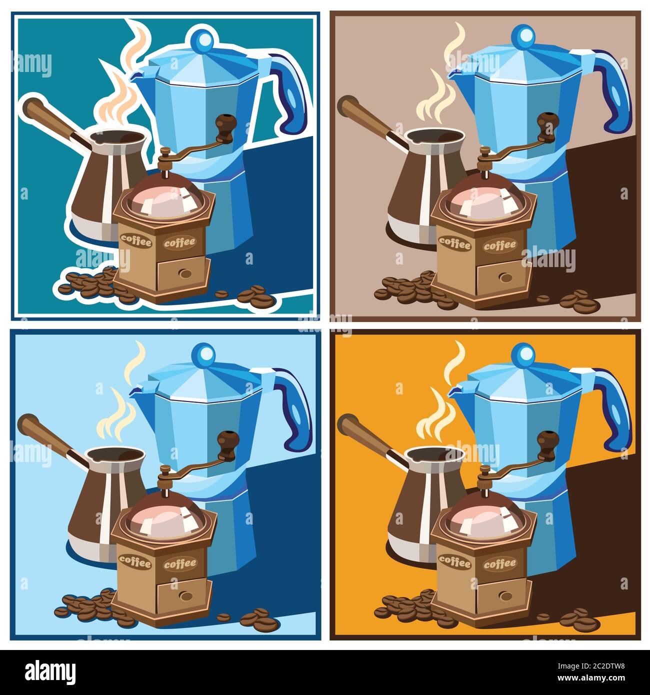 Stylized vector illustration on a theme cafe and coffee. several ...