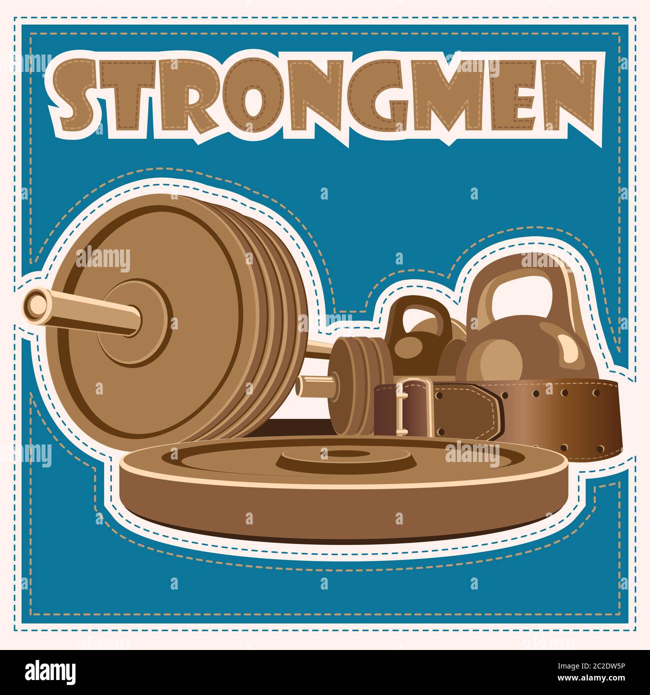stylized illustration on the theme of strong men, weightlifting ...