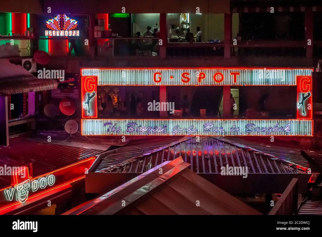 The colorful signs of the famous go go bars in the Nana entertainment ...