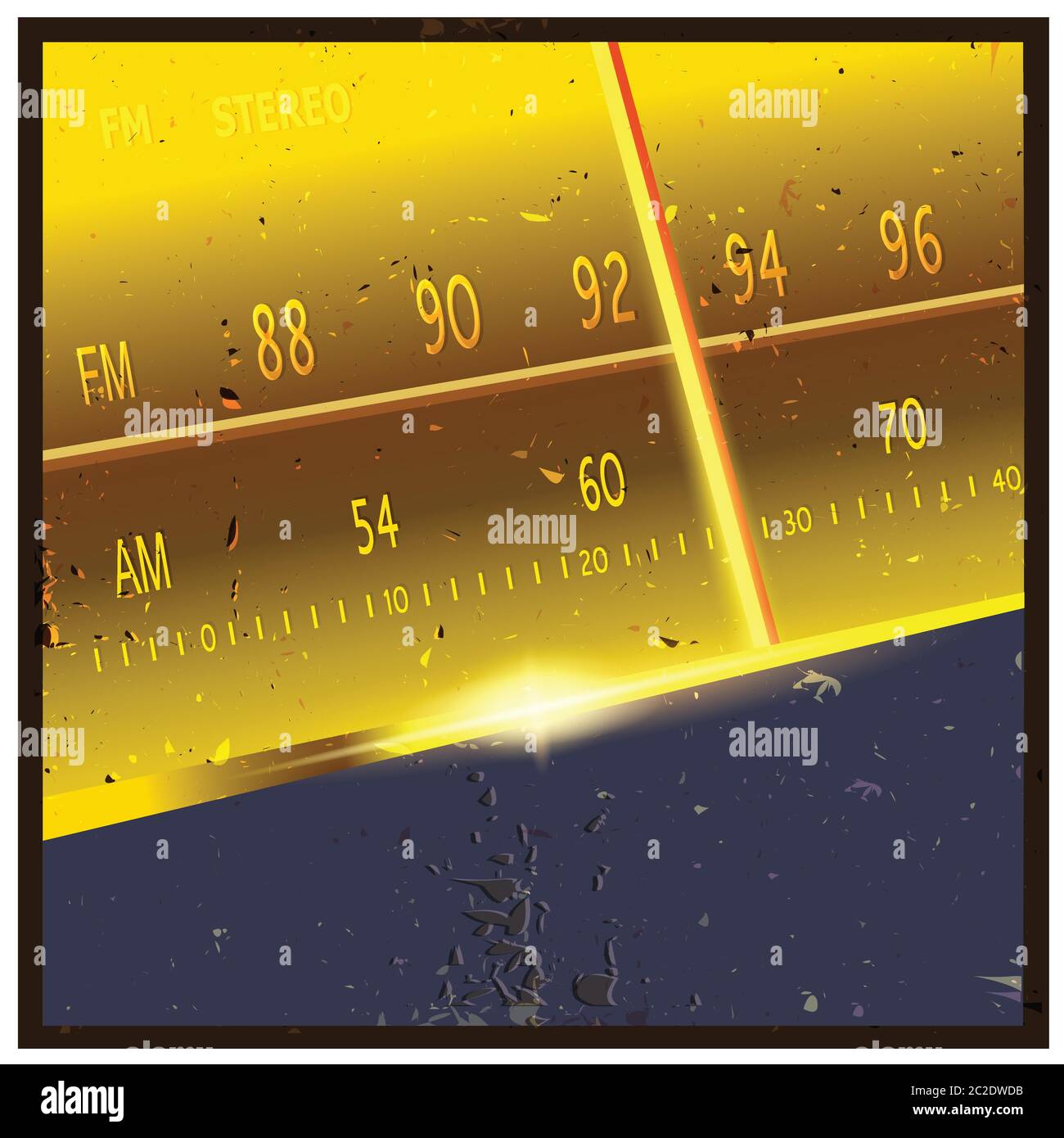 Stylized vector illustration on the theme of an old vintage radio, fm ...