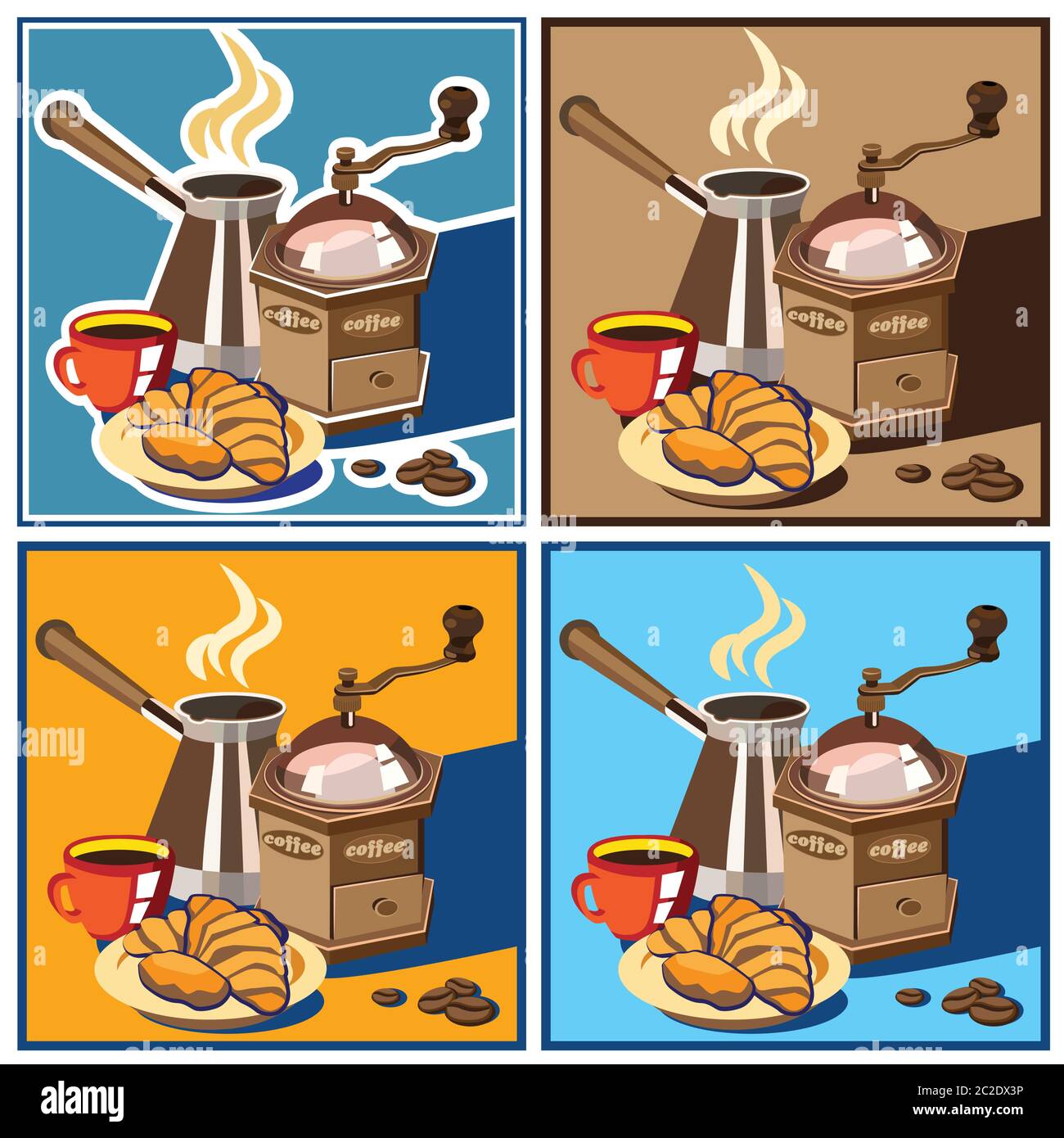 Stylized vector illustration on a theme cafe and coffee. several ...