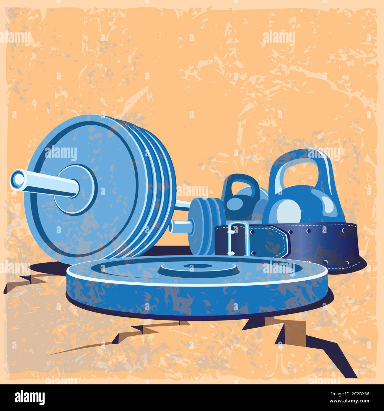 stylized illustration on the theme of strong men, weightlifting ...