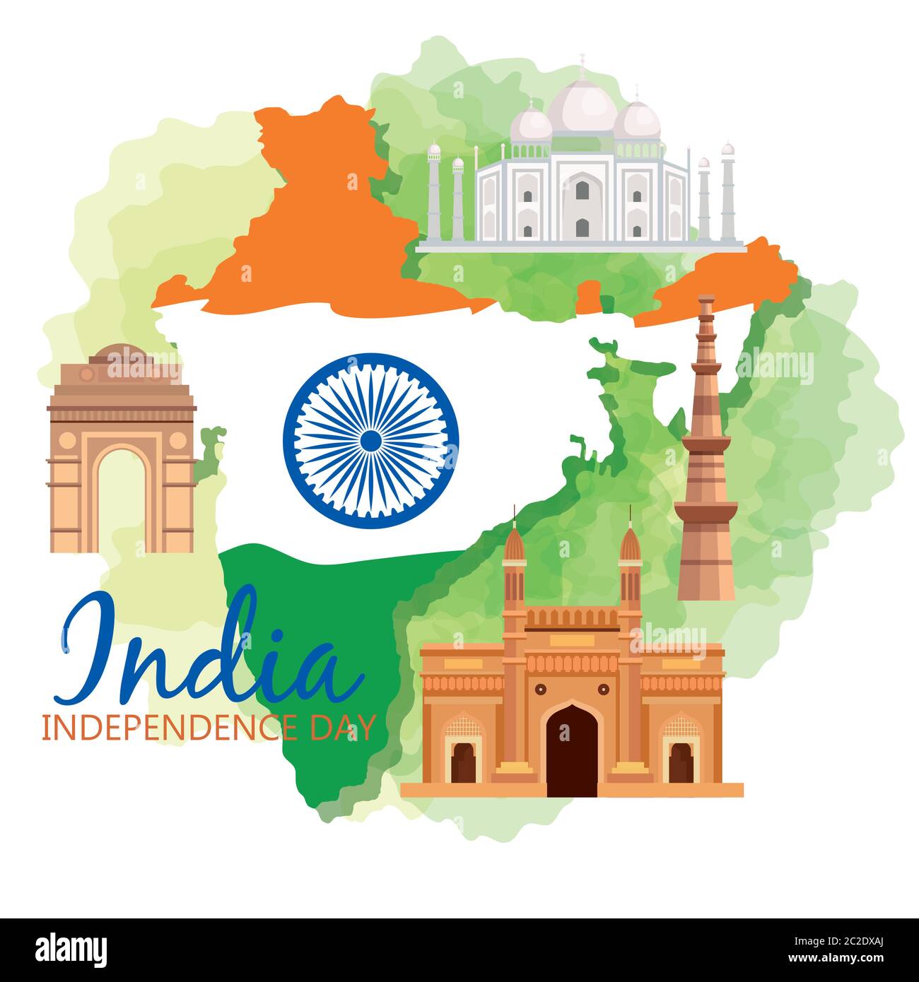 famous monuments of india in background for happy independence day ...