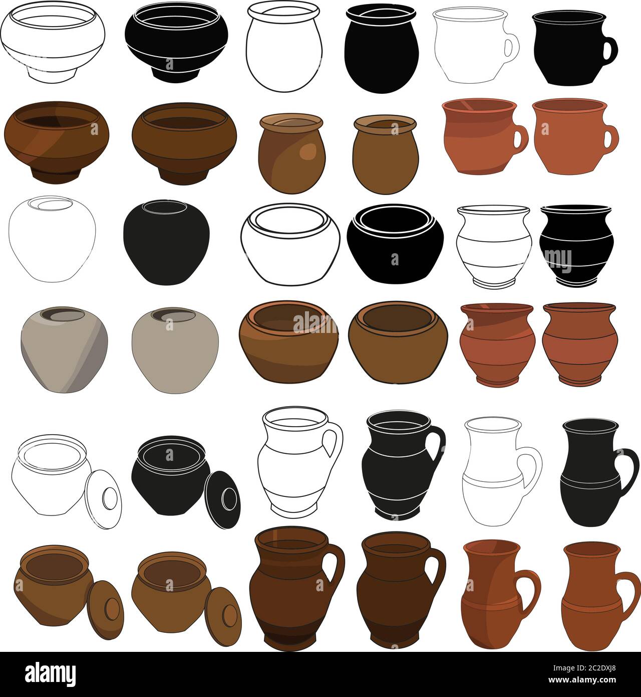 Set clay pots Stock Vector Images - Alamy