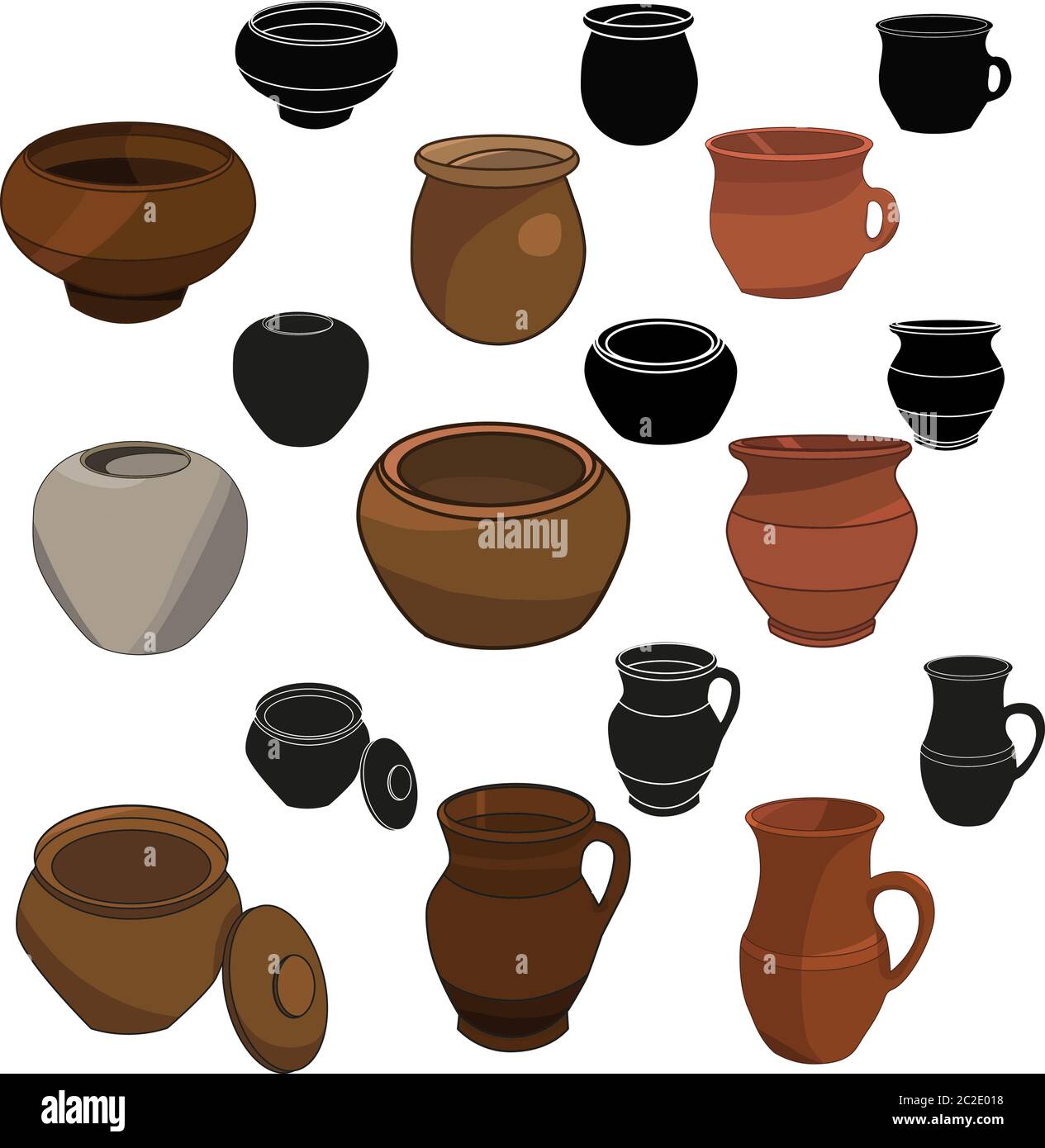 vector, isolated set of clay pots Stock Vector Image & Art - Alamy