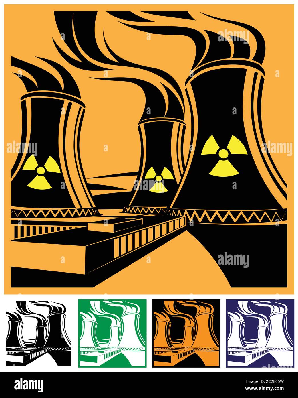 Stylized vector illustration on the theme of nuclear power. several ...