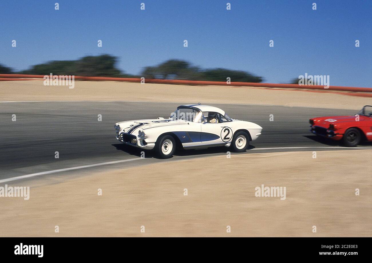1950's Chevrolet Corvette racing at the 1987 Monterey Historic ...