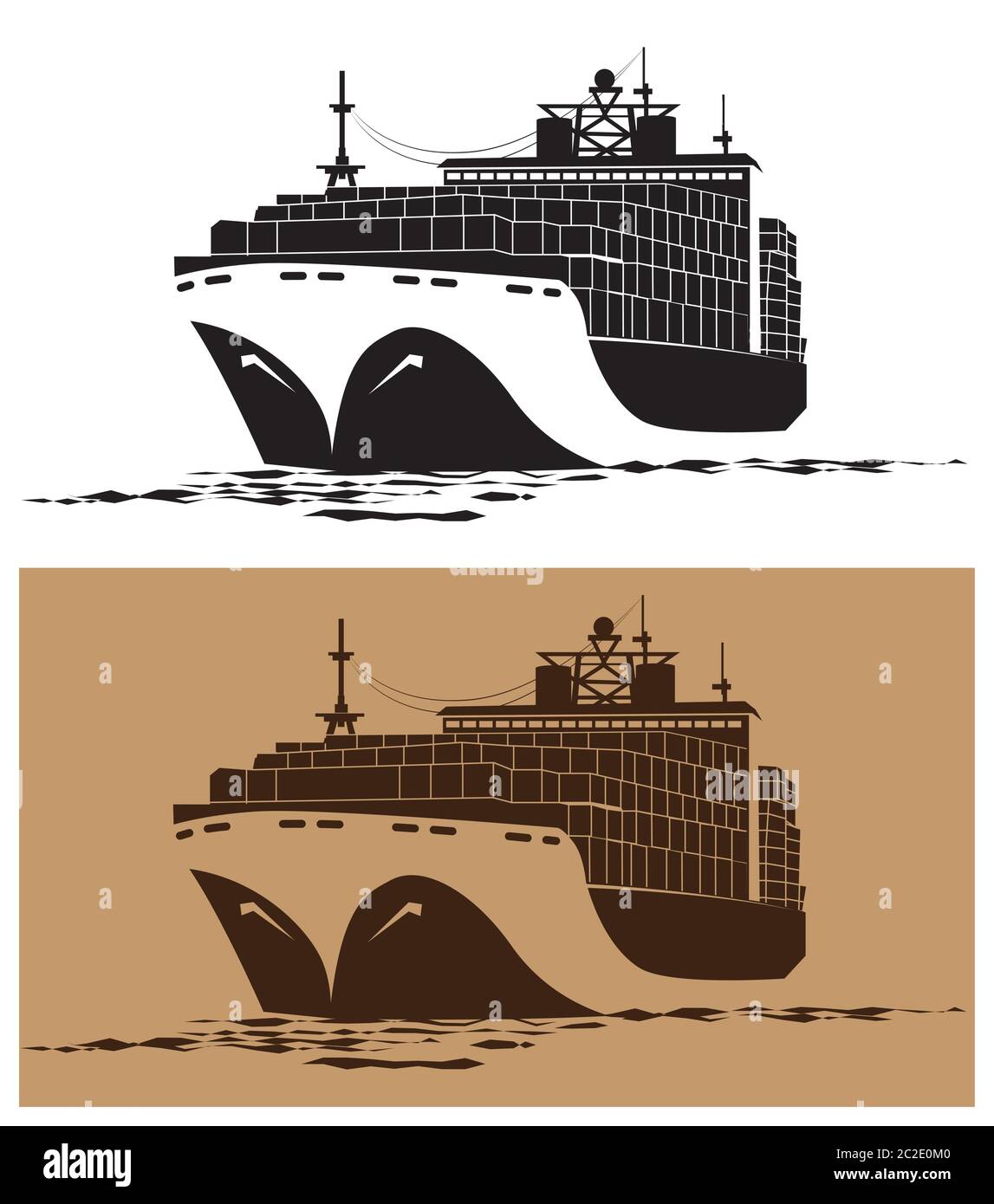 Stylized vector illustration on the theme of marine transportation ...