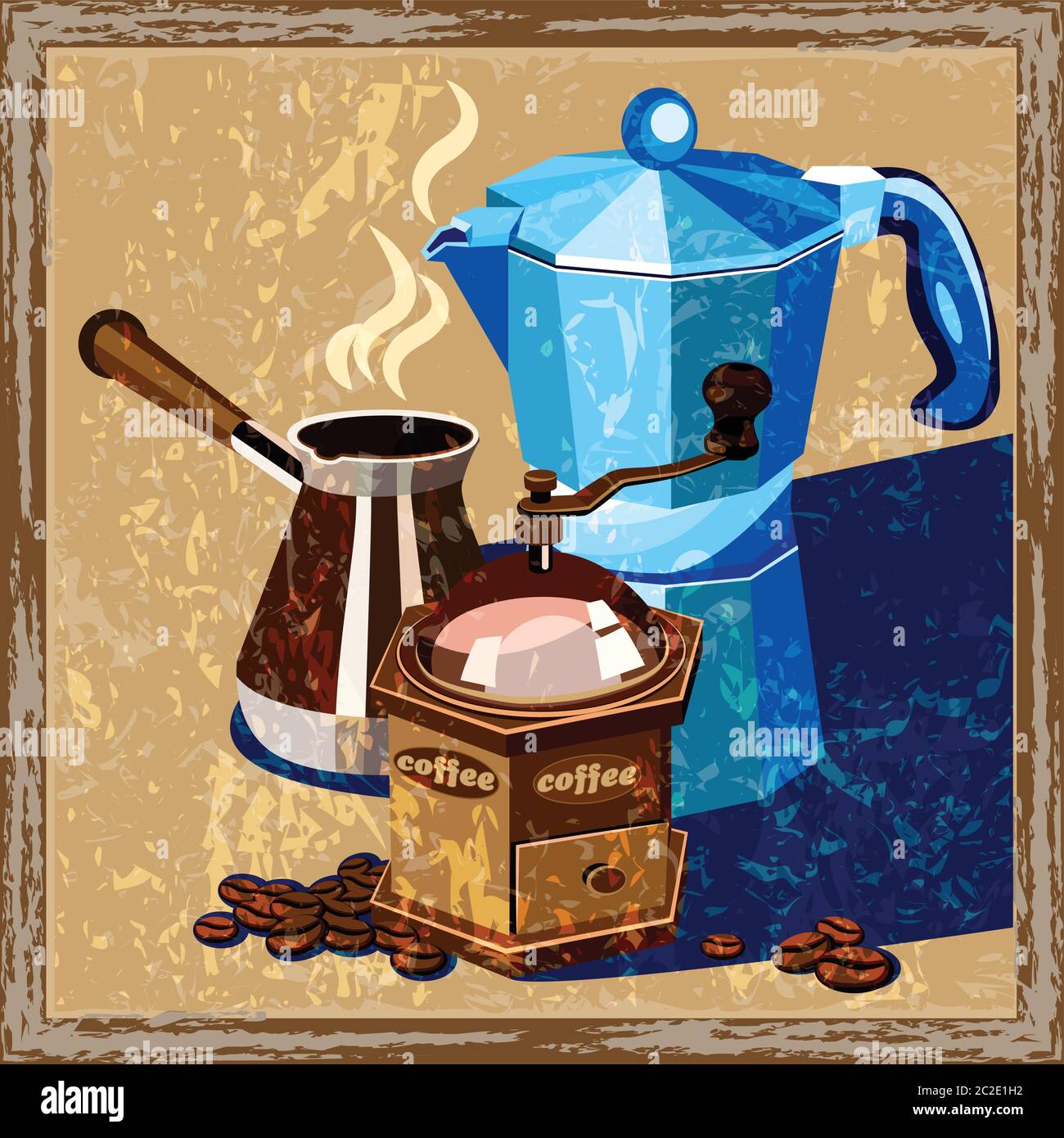 Stylized vector illustration on a theme cafe and coffee. Classic coffee ...