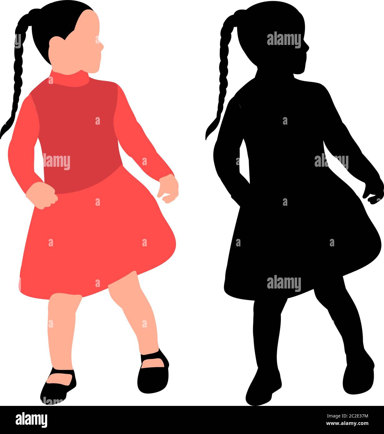 vector, on a white background, faceless child girl Stock Vector Image ...