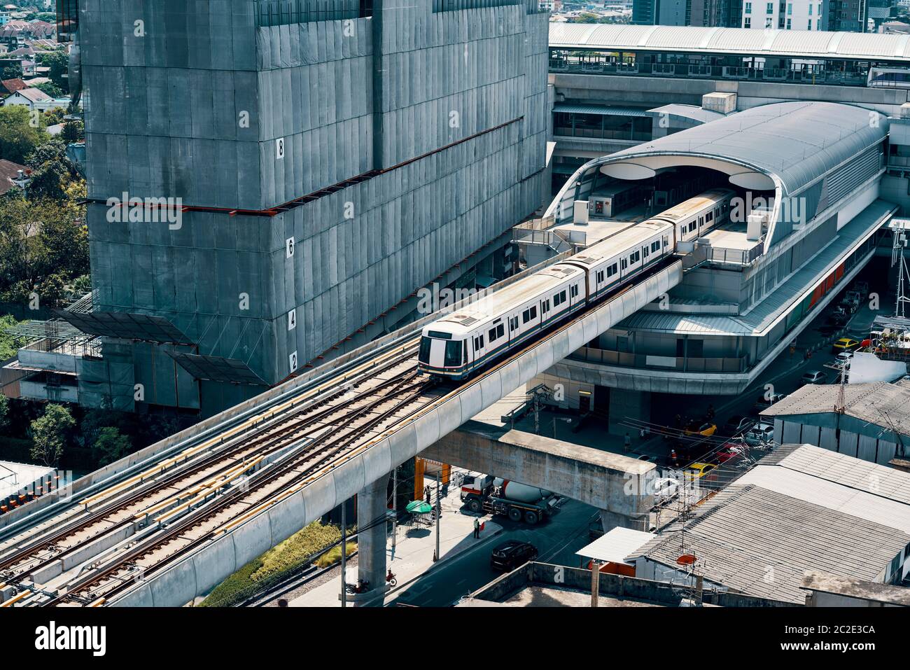op view of BTS sky train running in Bangkok Stock Photo - Alamy