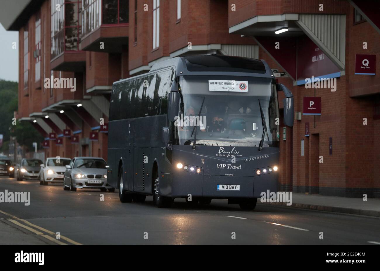 The Sheffield United team bus arrives at Villa Park in Birmingham as ...