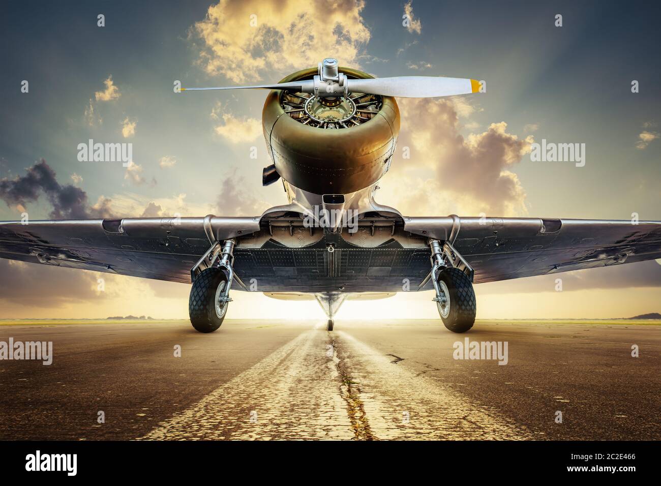 airplane on a runway ready for take off Stock Photo - Alamy